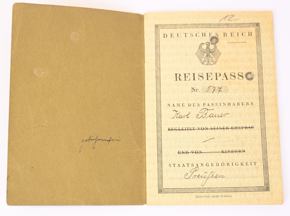 DEUTSCHES REICH REISE-PASS | Military Antiques Olso